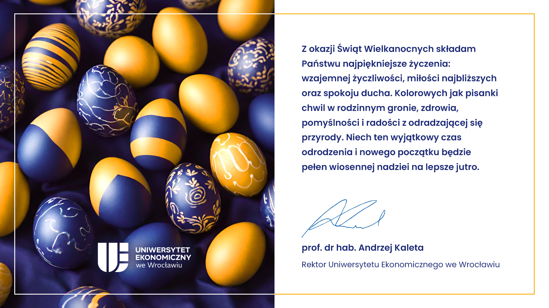 Życzenia wielkanocne Rektora UEW